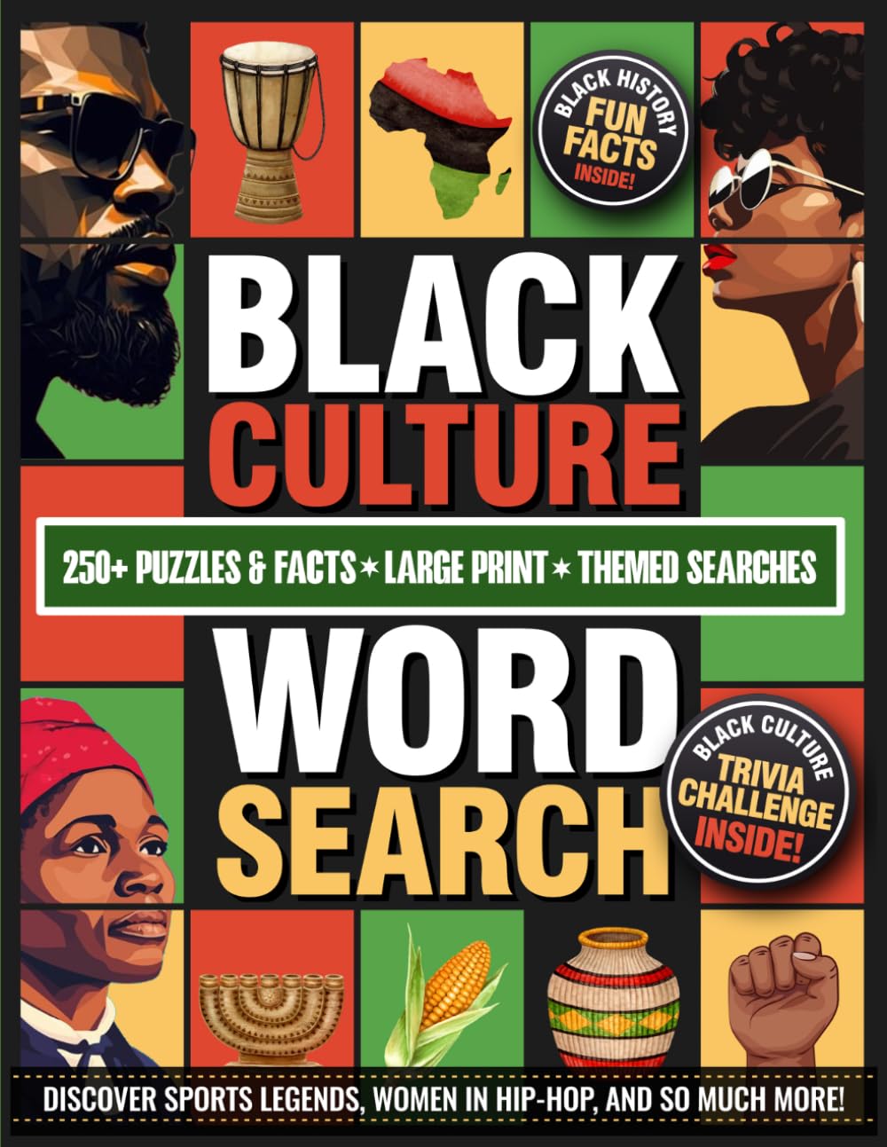 Black Culture Word Search Large Print: 250+ Black History Puzzles and ...