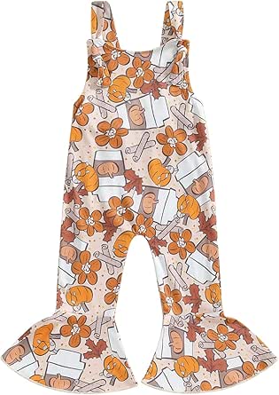 Amazon.com: ZINTAOZT Toddler Baby Girl Halloween Outfit Pumpkin Ghost Suspender Romper Jumpsuit ...