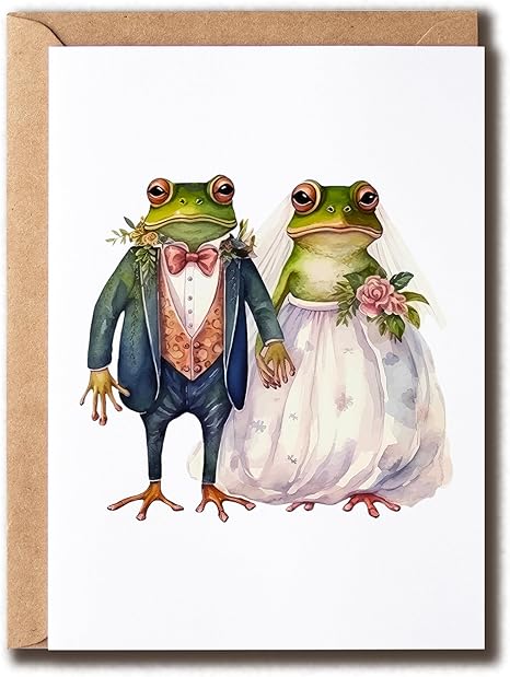 Amazon.com : NSLDesigns Wedding Congrats Frogs Card - Engagement Card ...