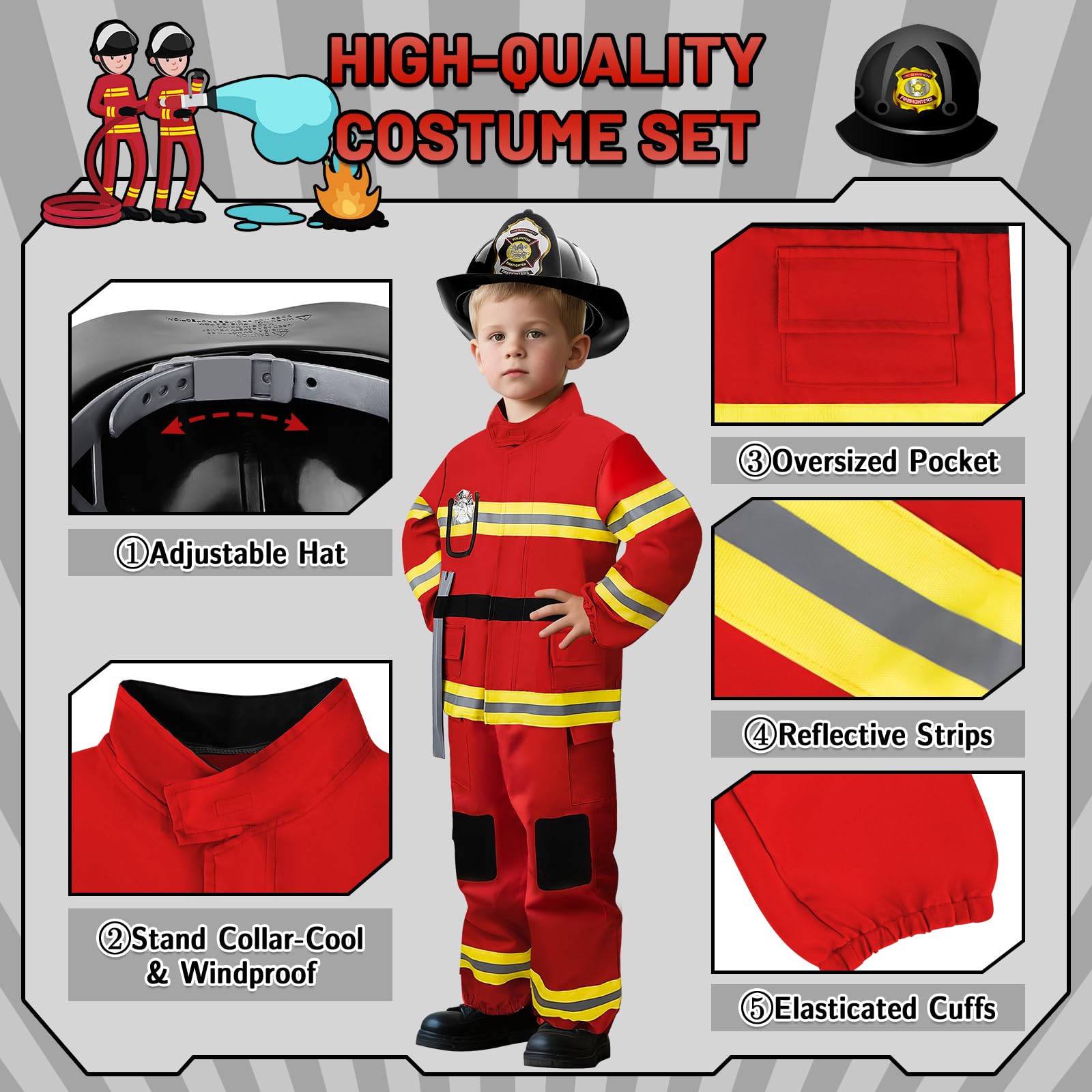 Snapklik.com : deAO Firefighter Costume For Kids Fireman Costumes ...