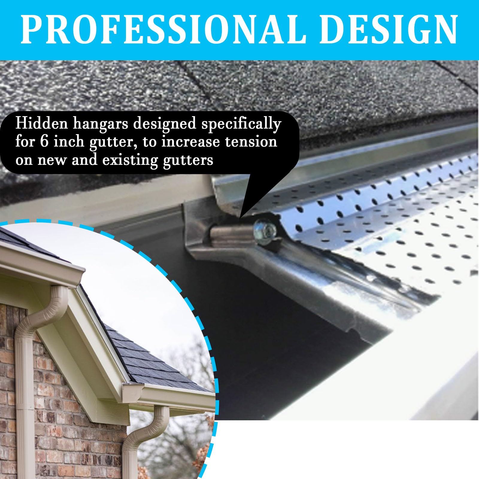 Snapklik.com : 6 Inch Gutter Hangers (60Pcs) Quick Screw Gutter Clips ...