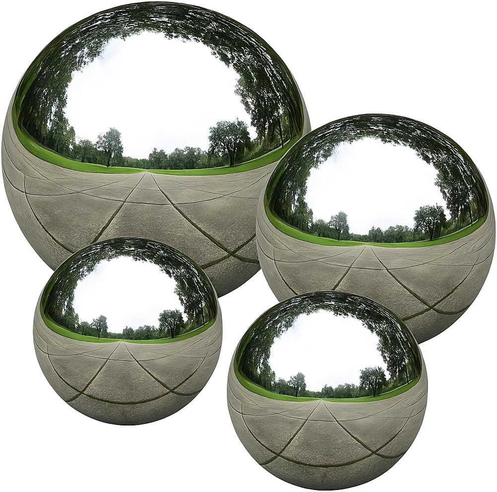 RANRHA 4-Piece Stainless Steel Gazing Ball Set – Mirror Polished Garden ...
