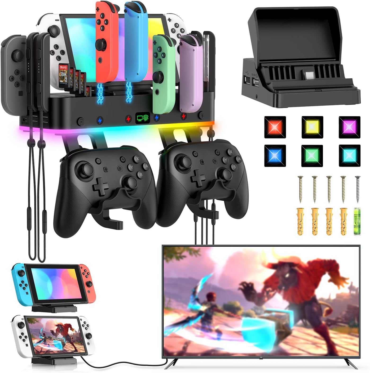Amazon.com: Switch Games Organizer Station with Controller Charger ...