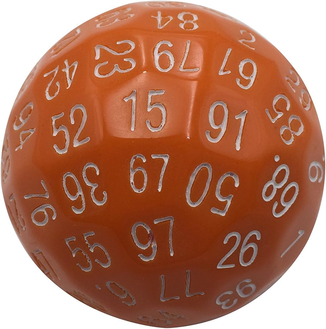 Amazon.com: Single 100 Sided Polyhedral Dice (D100), Solid Orange Color ...