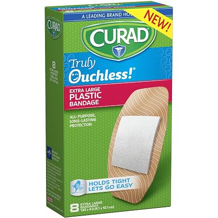 Amazon.com: Curad Truly Ouchless Plastic Bandages, X-Large, 8 Count ...