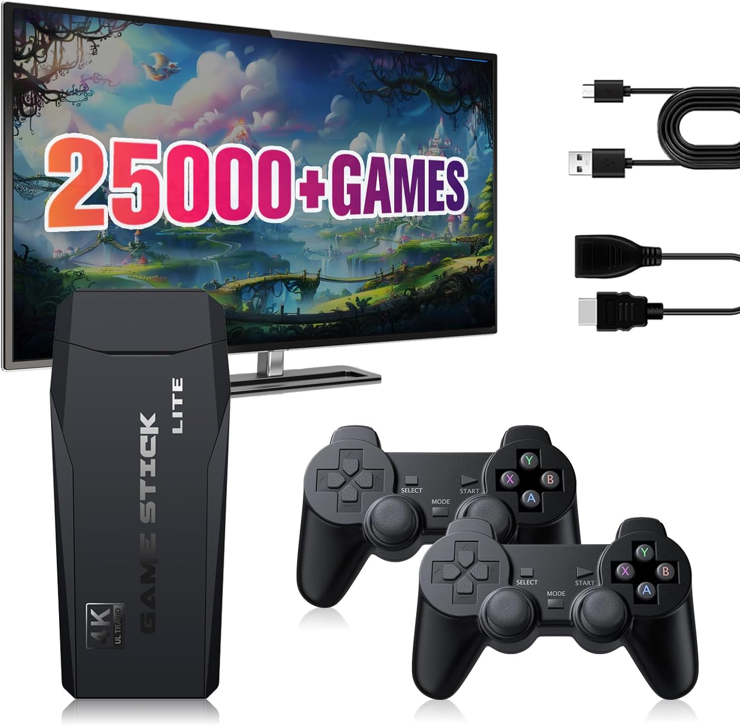 Retro Gaming Console with Built in 25000+ Classic Games, Plug and Play ...