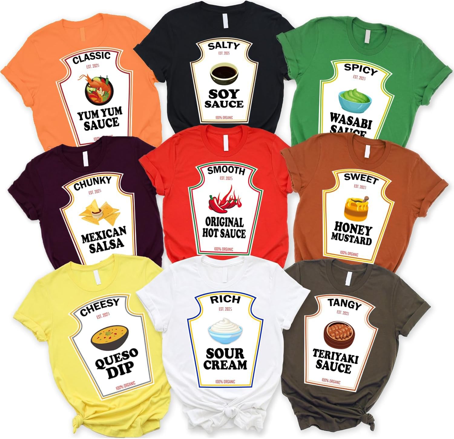 Amazon.com: Condiment T-Shirts, Ketchup Mustard Mayonnaise Relish Ranch ...