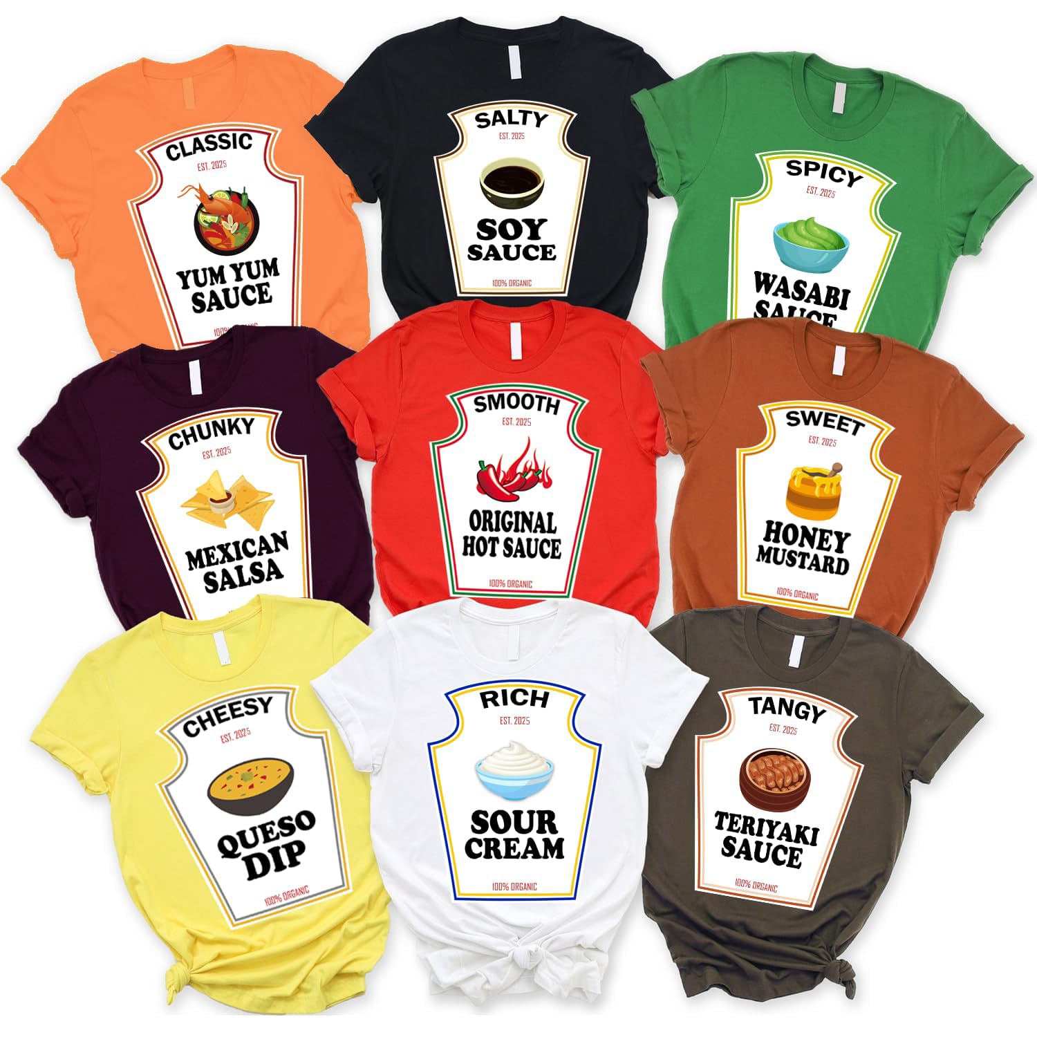 Amazon.com: Condiment T-Shirts, Ketchup Mustard Mayonnaise Relish Ranch ...