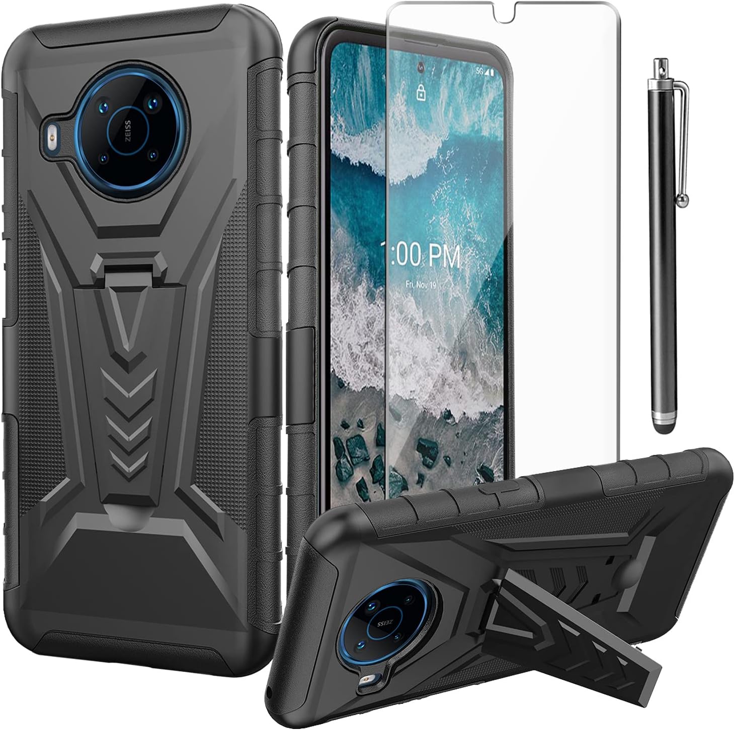 Amazon.com: for Nokia G100 Case with Tempered Glass Screen Protector ...