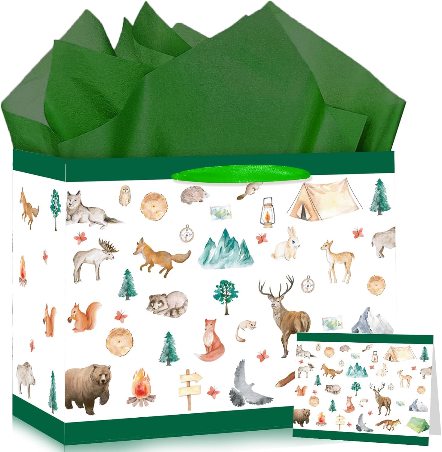 Amazon.com: Woodland Animal Gift Bag with Card and Tissue Paper ...