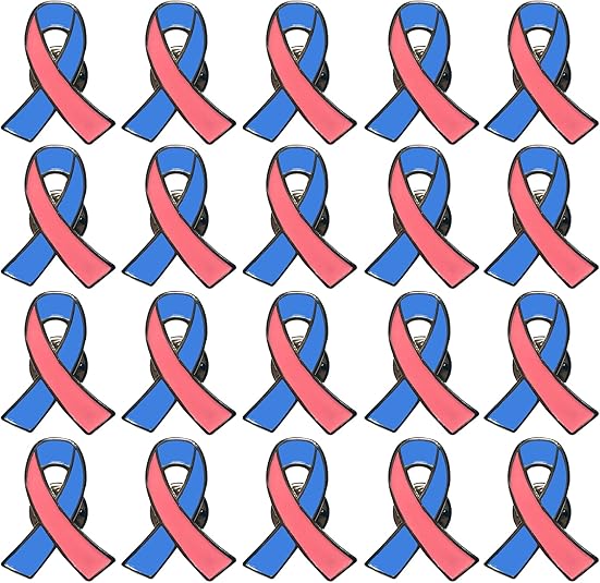 Amazon.com: 25 Pcs Pink & Blue Awareness Ribbon Pin for Birth Defects ...