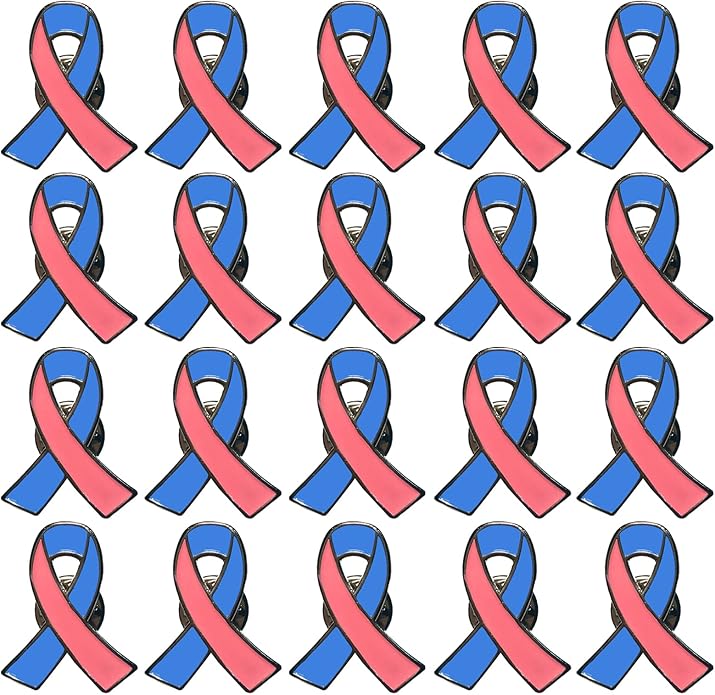 Amazon.com: 25 Pcs Pink & Blue Awareness Ribbon Pin for Birth Defects ...