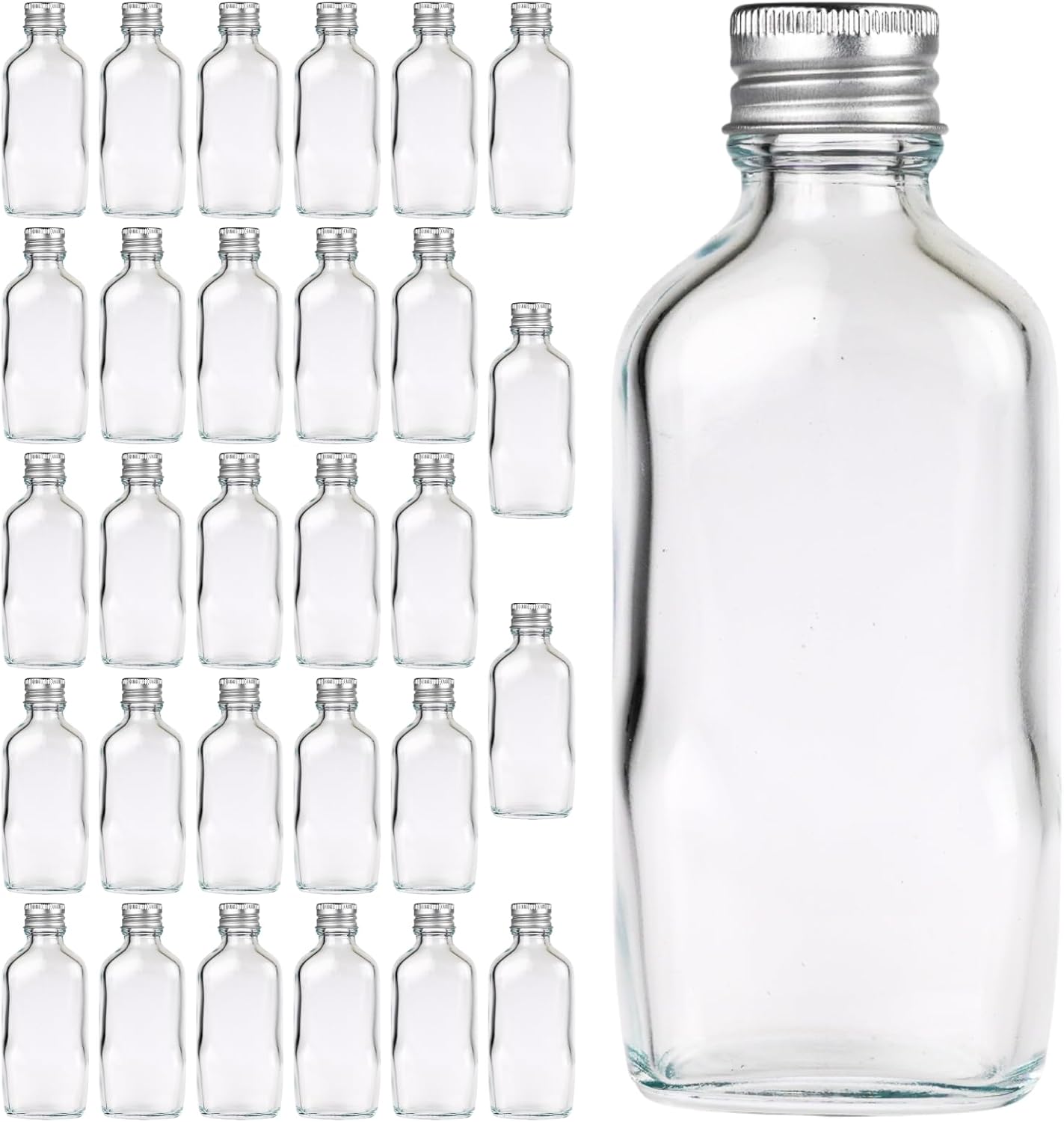 [PackMyProduct] 60 x 100ml Empty Flat Oval Clear Bottles with Aluminum ...