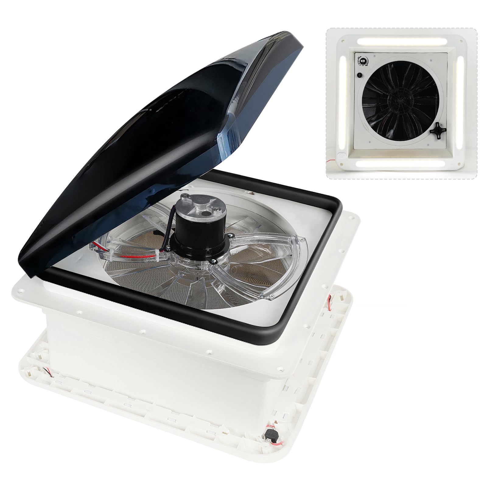 Amazon.com: OUTPRIZE RV Roof Vent Fan with LED Light, 12V 14" Super ...