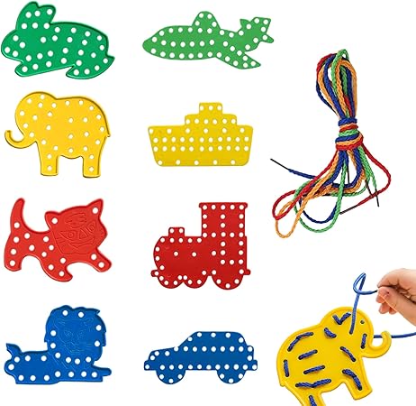 8PCS Threading Toys Fine Motor Skills Toys Toddler Threading Toy 8 ...