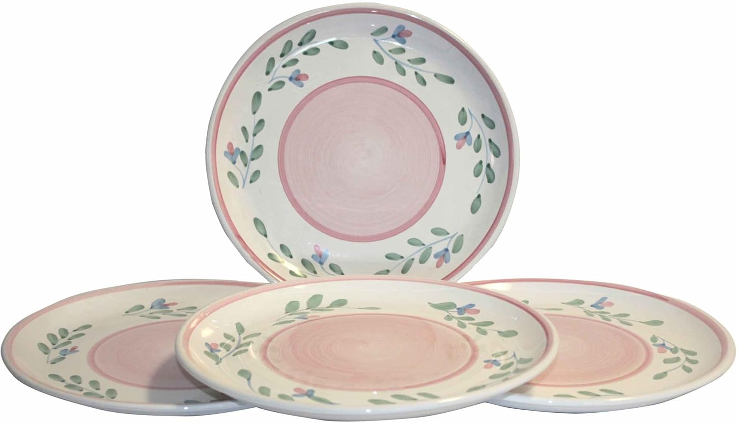 Amazon.com | Caleca Pink Garland 4-Piece Dinner Plate Set, Service for ...
