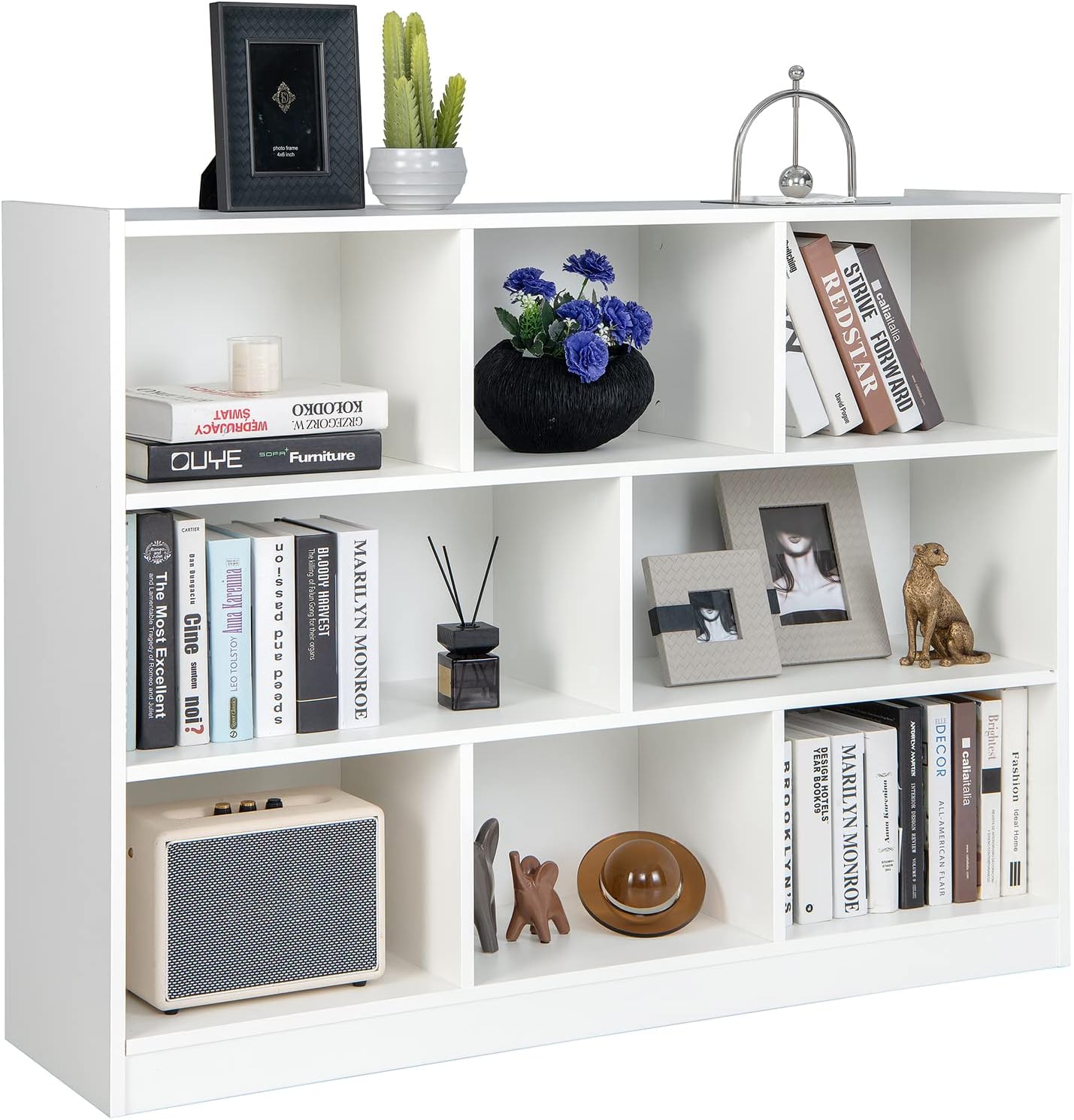 HOCSOK Cube Bookcase Bookshelf with 12 Cube Storage Units Wooden ...