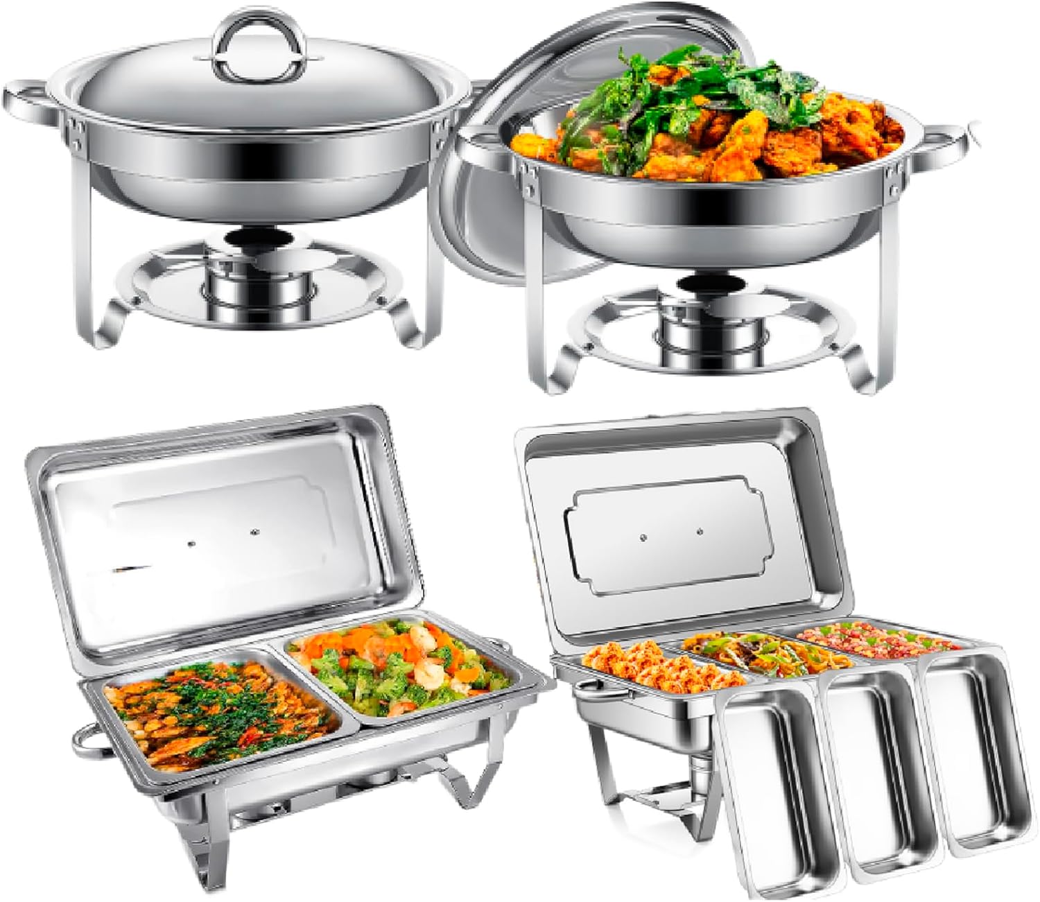 Amazon.com: Therwen 4 Pack Chafing Dishes Buffet Set Include 2 Pcs 4 QT ...