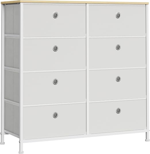 SONGMICS Chest of Drawers, Storage Unit with 8 Easy Pull Fabric Drawers ...