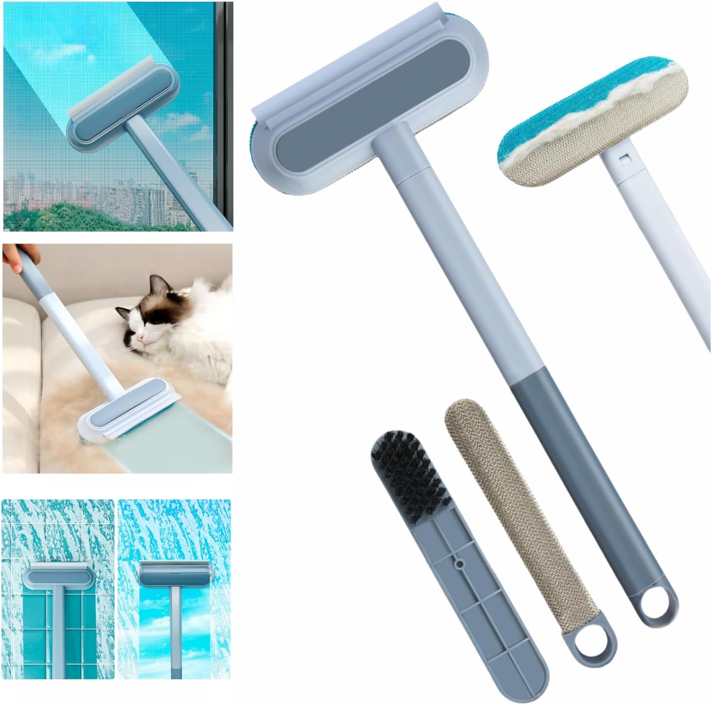 Amazon.com: 4 in 1 Window Screen Cleaning Brush with Handle, Wet and ...
