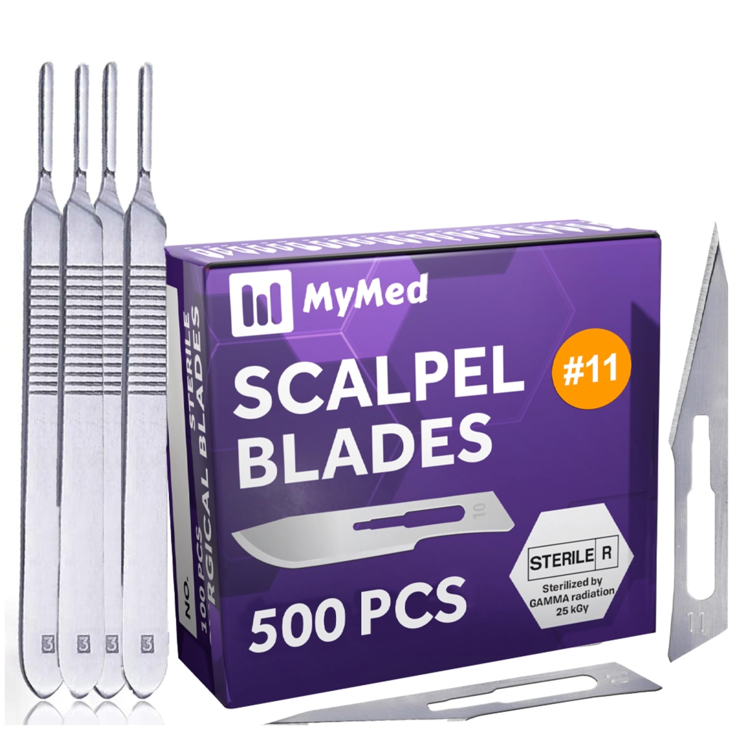 Amazon.com: Pack of 4 Scalpel Handles #3 + 500 Scalpel Blades #11 Set ...
