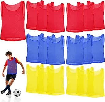 Eorbow 18 Pcs Youth Team Pinnies, Kids Scrimmage Training Vest, 3 ...