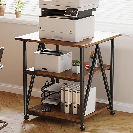 Amazon.com: Arbuxzuy 3-Tier Printer Stand, Large Printer Table with ...