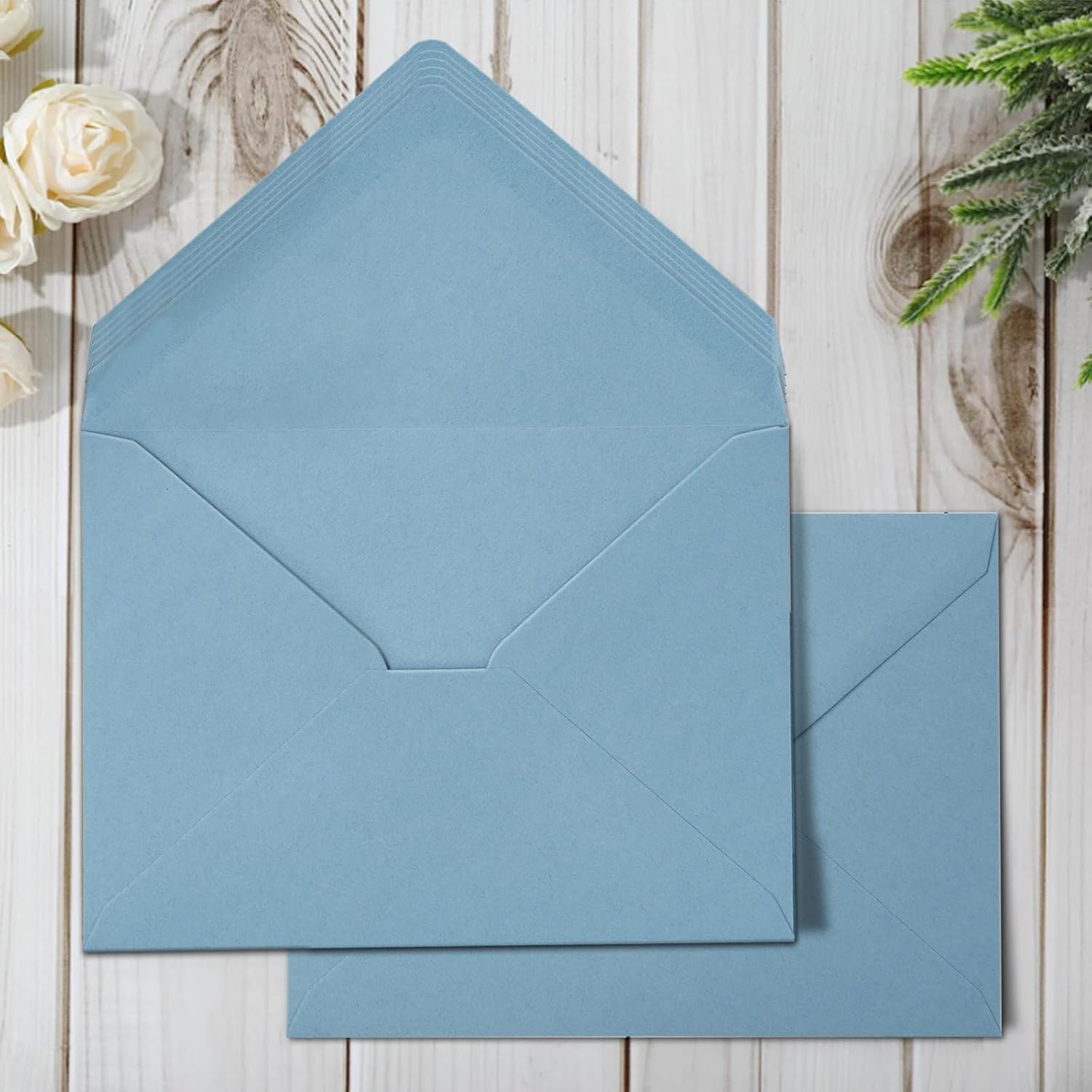 Amazon.com : Whaline 50Pcs A7 Invitation Envelopes Set Dusty Blue ...