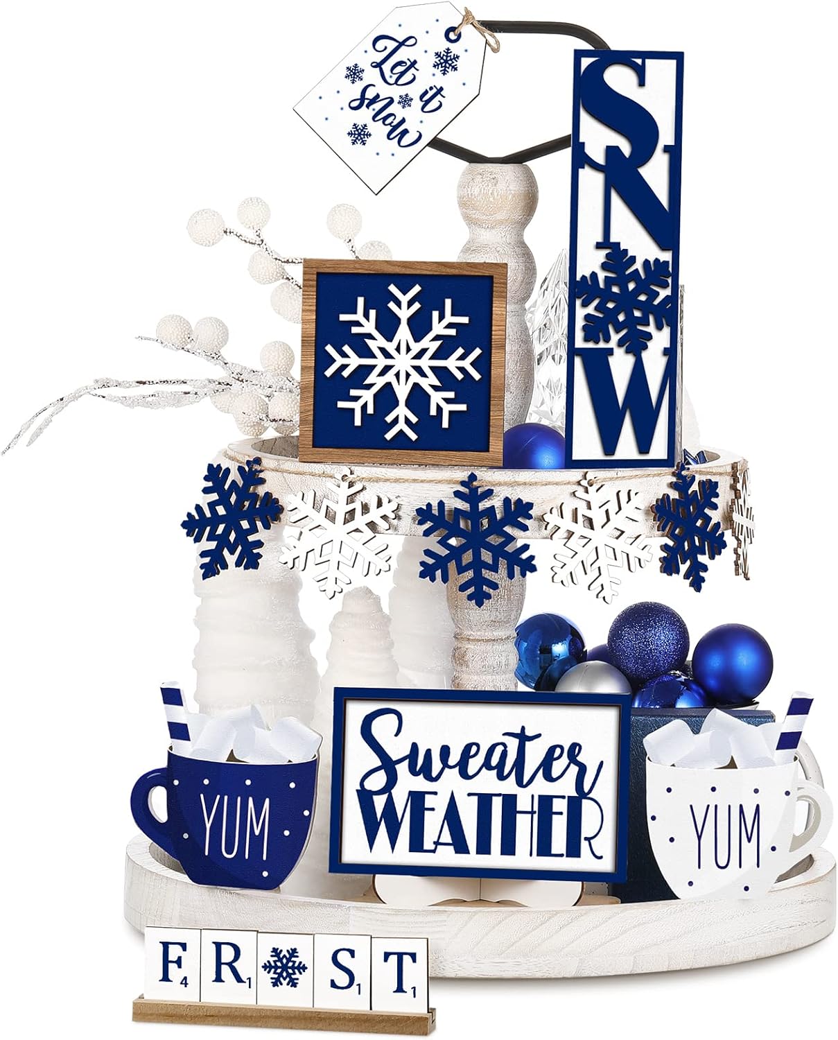Amazon.com: 12 Pieces Winter Tiered Tray Decor Winter Wonderland Table ...