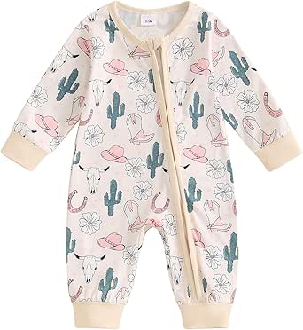 Amazon.com: Karwuiio Baby Boy Girl Western Clothes Cow Print Long Sleeve Romper Jumpsuit One ...