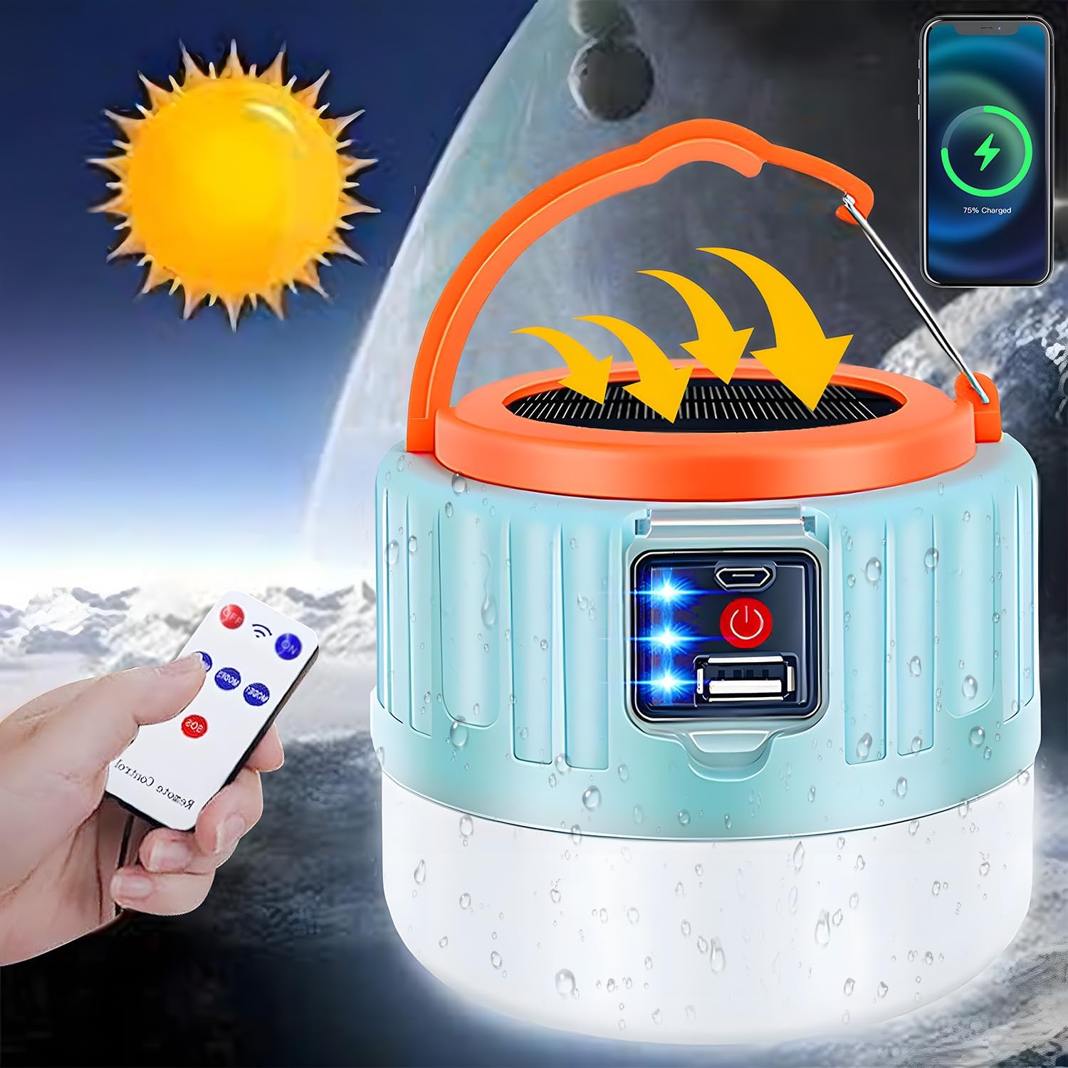 VIOPY Lámpara de Camping Recargable,Linterna de Camping Solar Portátil ...
