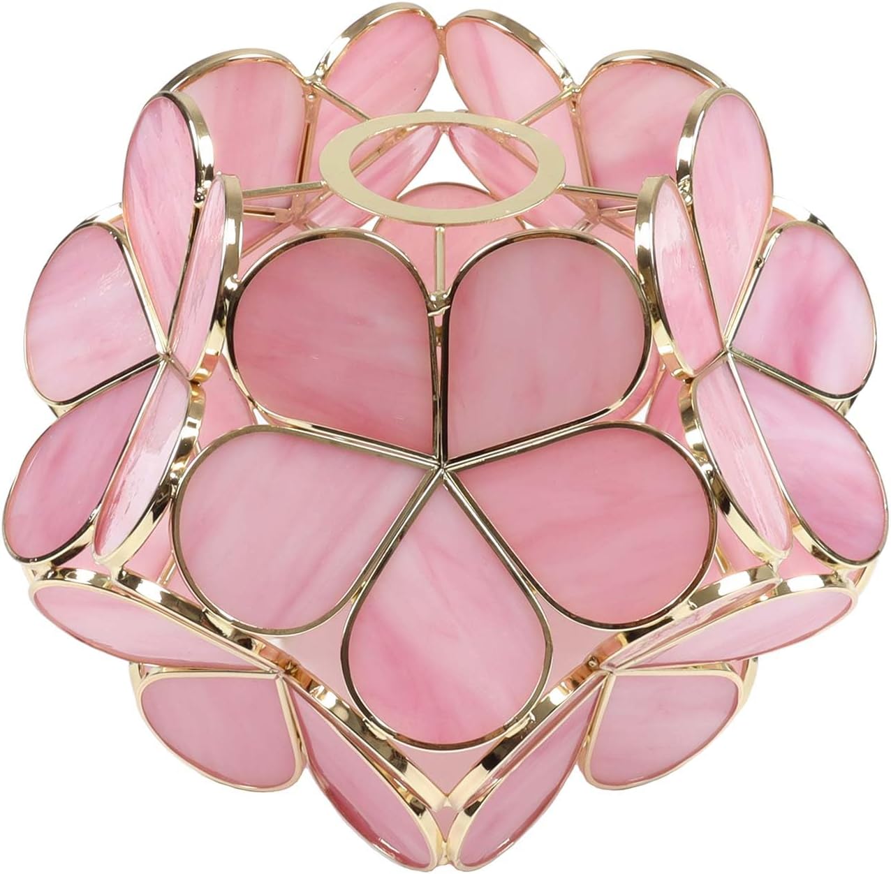 Bieye S10732 Tiffany Style Stained Glass Flower Petal Lampshade (Pink ...