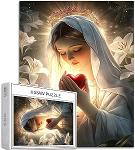 Amazon.com: 1000 Piece Virgin Mary holding The Sacred Heart Jigsaw ...