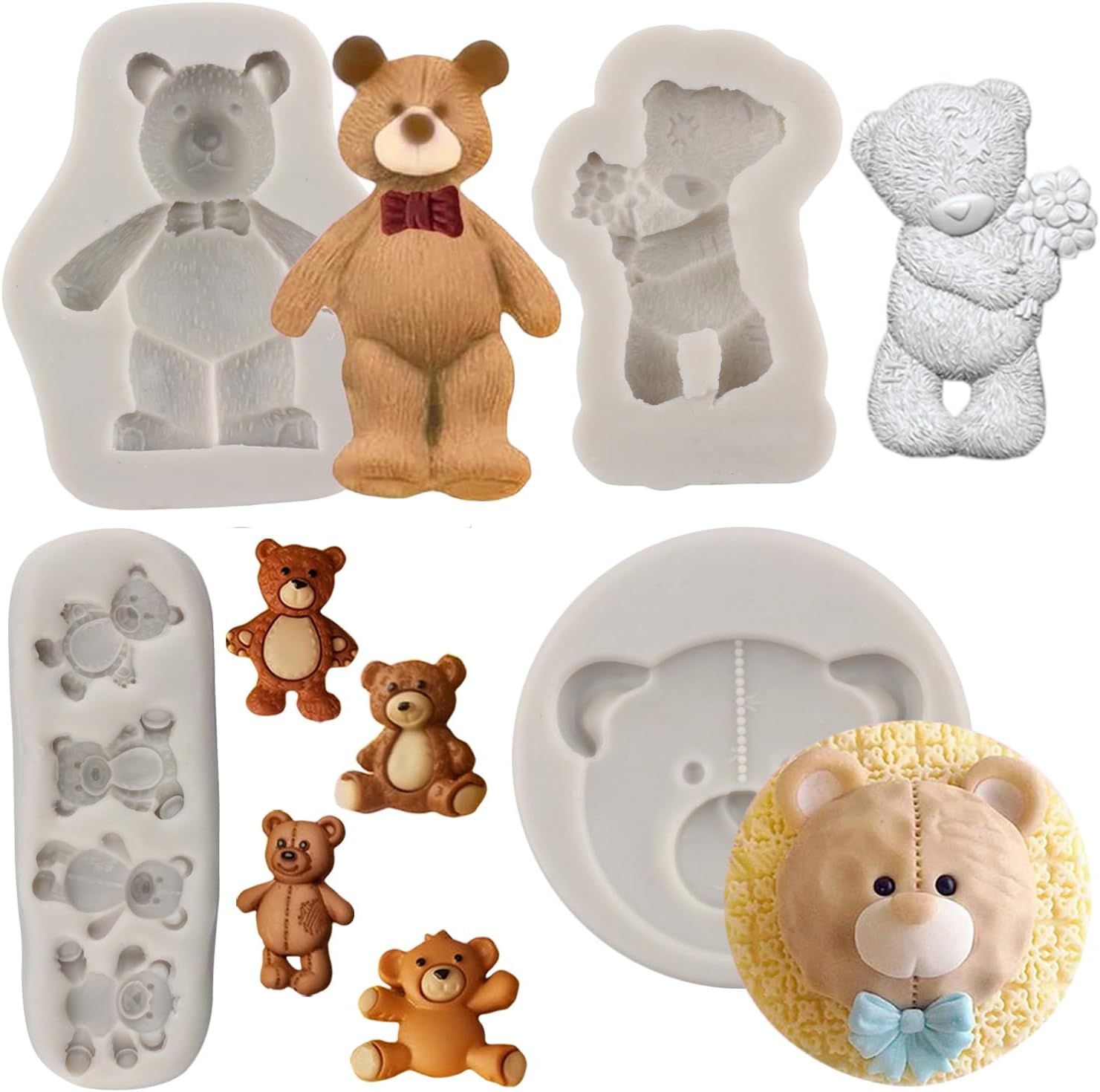 MYPRACS Bear Silicone Fondant Moulds for Cake Decorating Cupcake Topper ...