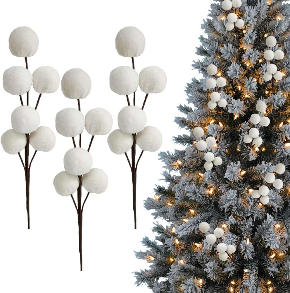 Amazon.com: 3Pcs 12 Inch Christmas Tree Picks Velvet Christmas ...