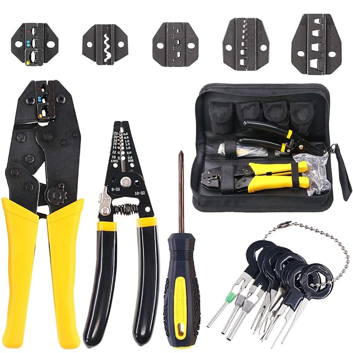 Buy Hilitchi 4 Pcs Wire Crimping Tool Kit Terminal Ratchet Plier with 5 ...