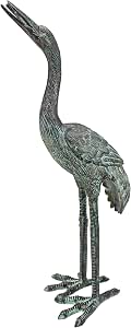 Garden Gallery Bronze Statuary Head High Crane Bird Piped Statue ...