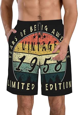 Amazon.com: Vintage 1958 Limited Edition 64th Birthday Mens Swim Trunks ...