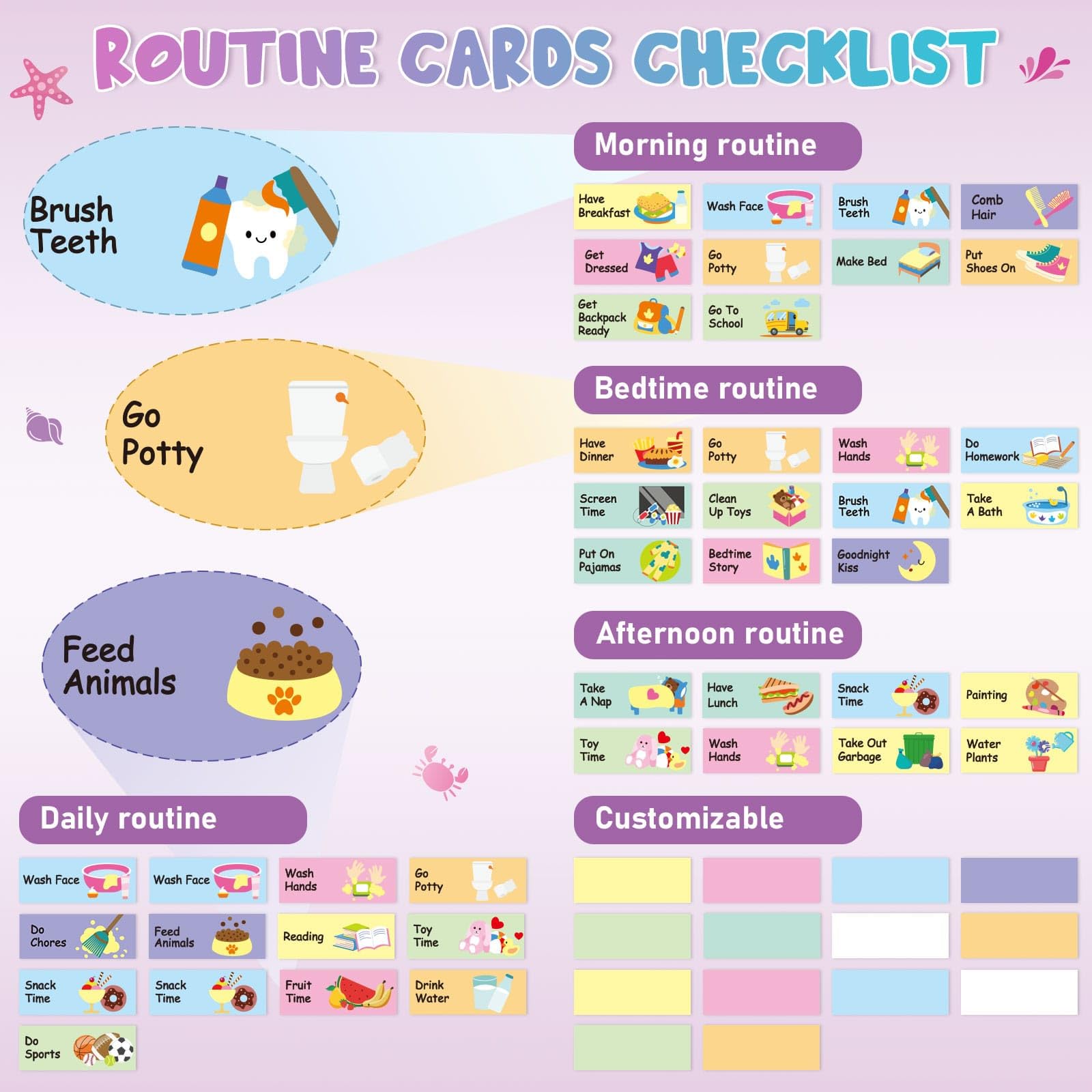 WERNNSAI Daily Schedule Board for Kids – Mermaid Visual Schedule ...