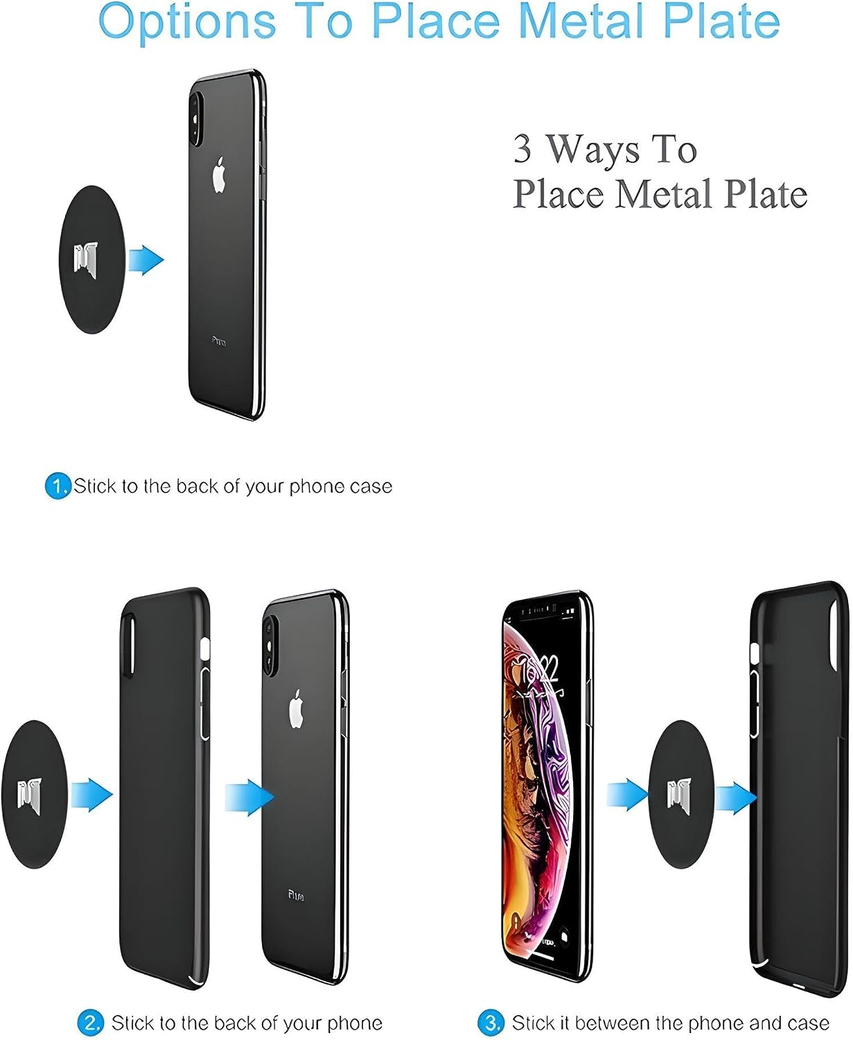 4 Pack Ultra Slim Metal Plates also known as Phone Magnet or Magnet for ...