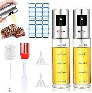 Elekin Pulverizador Aceite, Spray Aceite Cocina,2PCS Actualizado Rociador de Vinagre,Spray ...