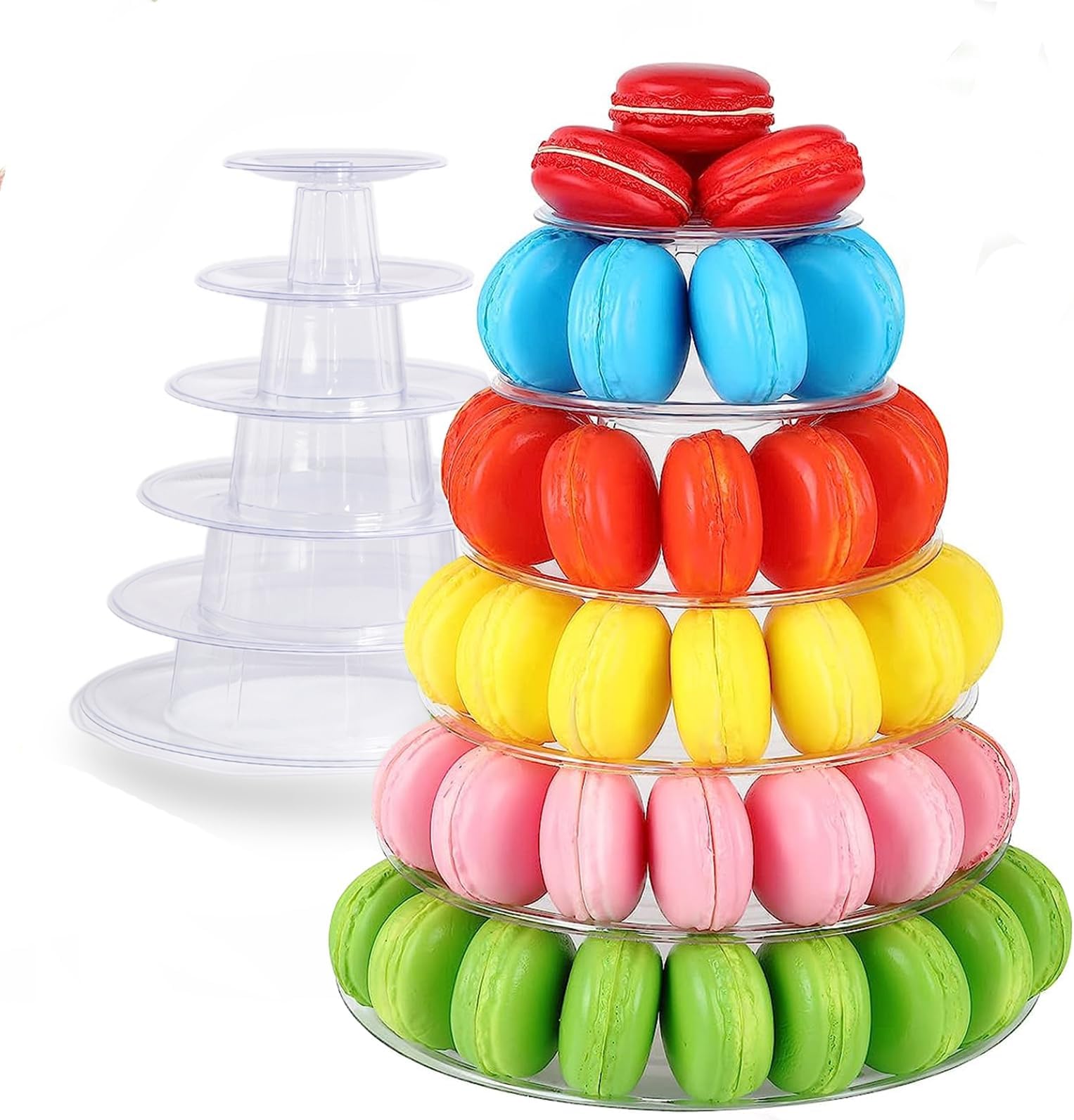 Amazon.com: 6 Tiers Round Macaron Tower Stand Plastic Transparent Cake ...