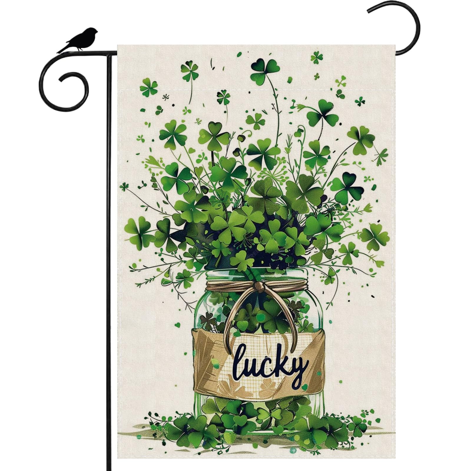 Amazon.com : ZAEW Lucky St. Patrick's Day Green Shamrocks Four-leaf Clovers Glass Bottle Garden ...