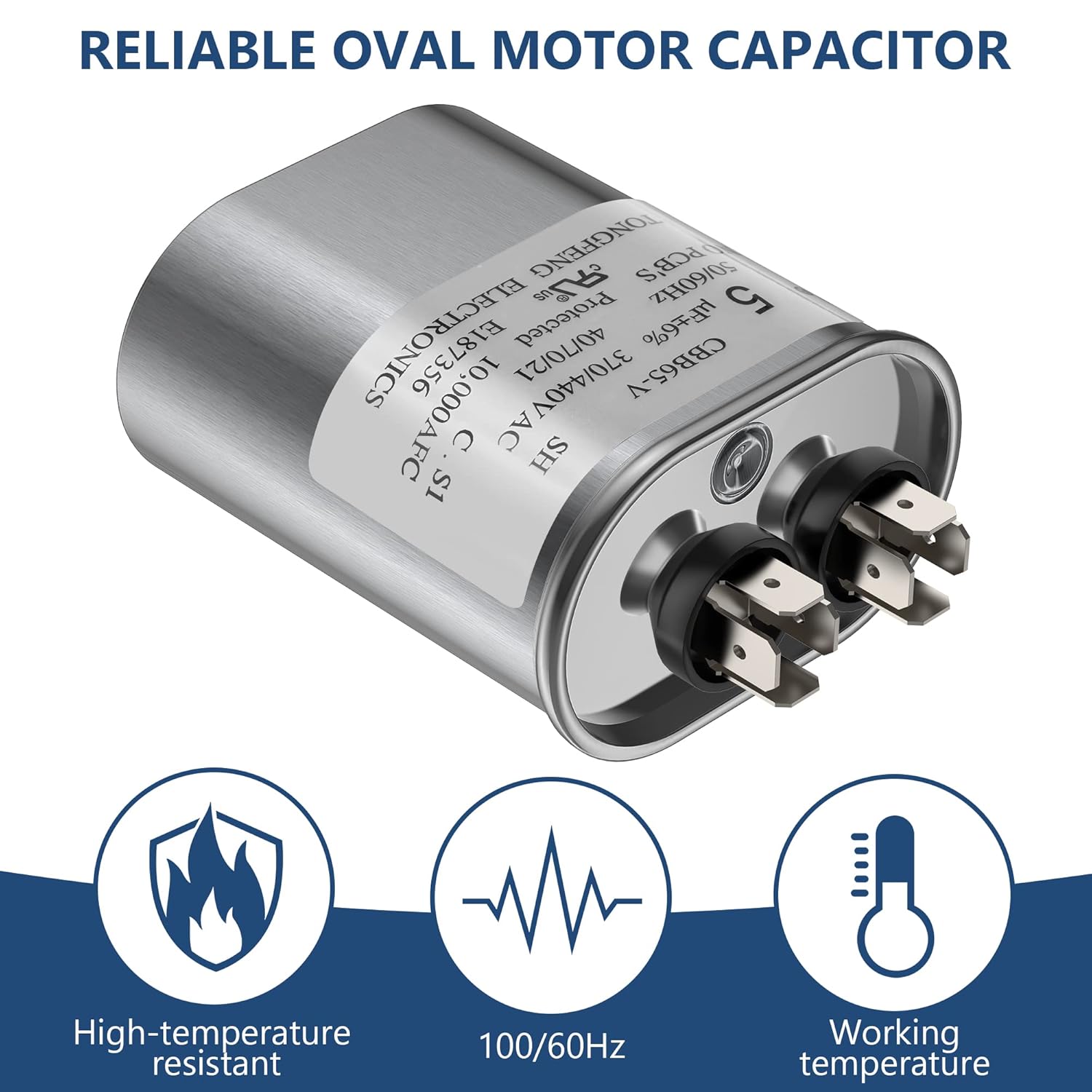 MFD uF 370/440 VAC CBB65B Dual Run Round Capacitor, UL Listed Motor Run ...