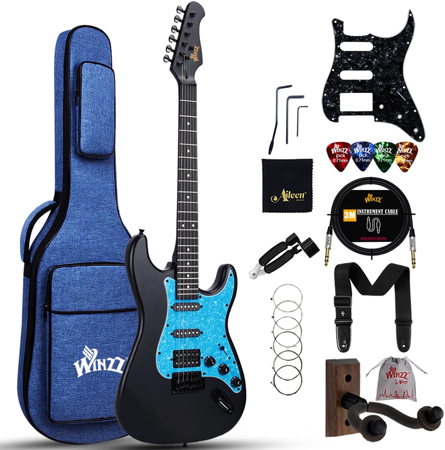 3rd Avenue Full Size 4/4 Electric Bass Guitar Beginner Pack Kit with ...