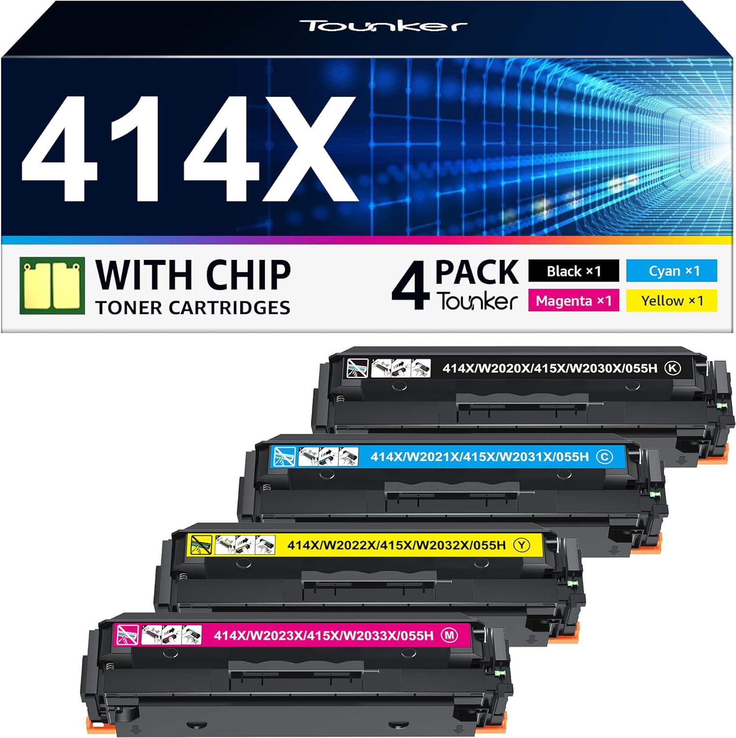 Amazon.com: Tounker 414X Toner Cartridges 4 Pack High Yield Compatible ...