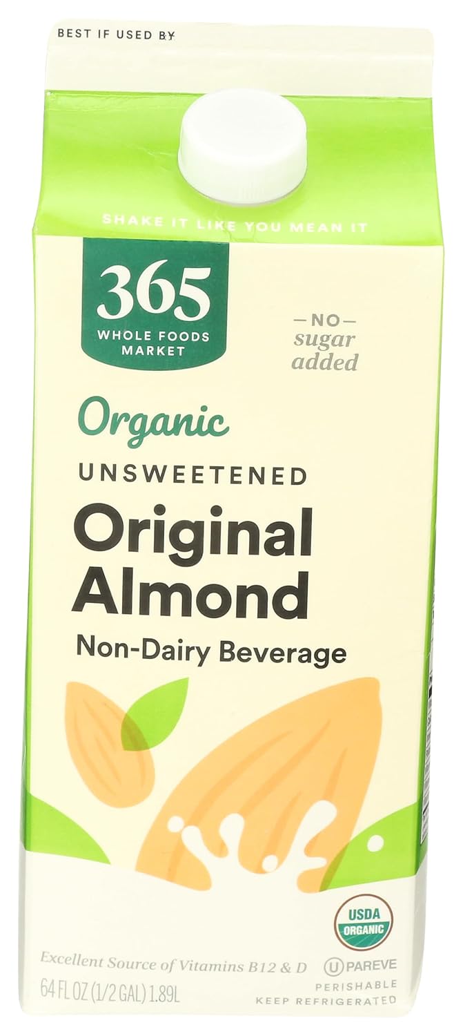 Amazon.com: 365 by Whole Foods Market, Almond Milk Unsweetened Organic ...