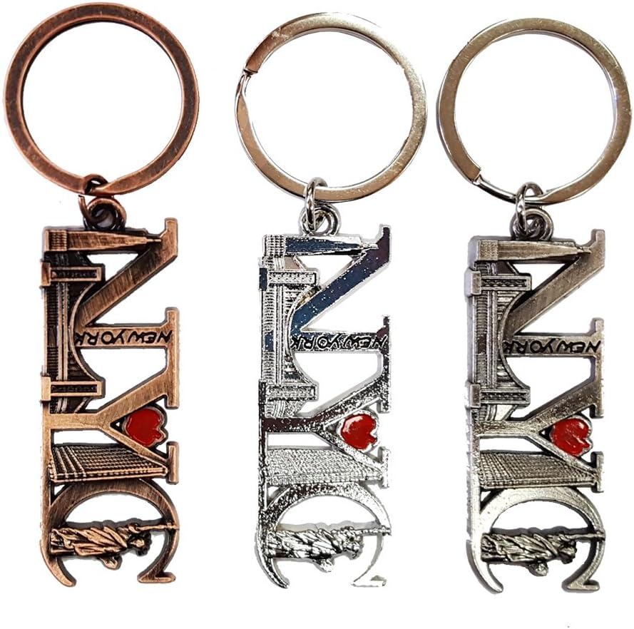 Amazon.com: Birsppy Jproducts 12PCS New York NYC Letter Keychain Metal ...