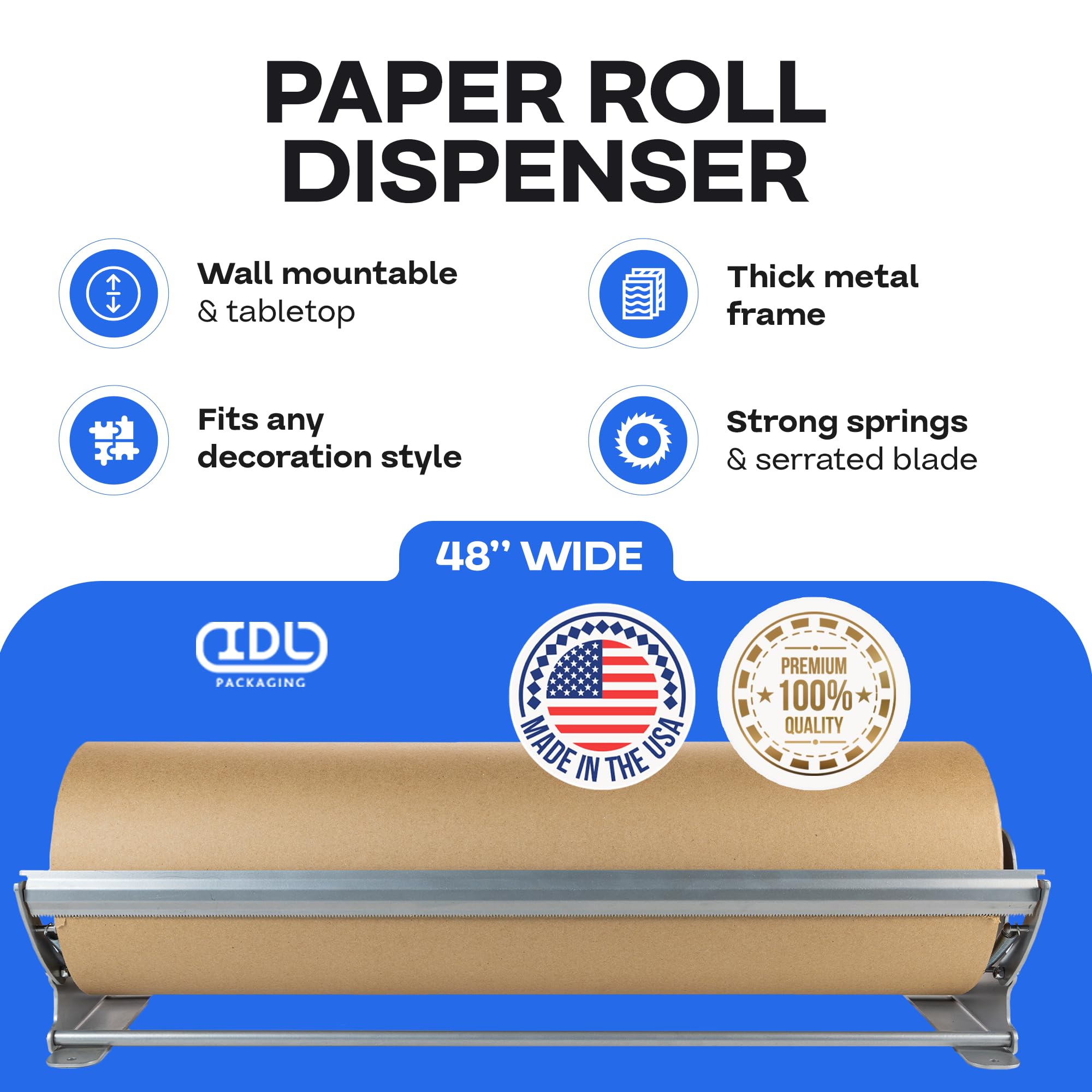 Snapklik.com : IDL Packaging 48" Kraft Paper Roll Dispenser & Cutter ...