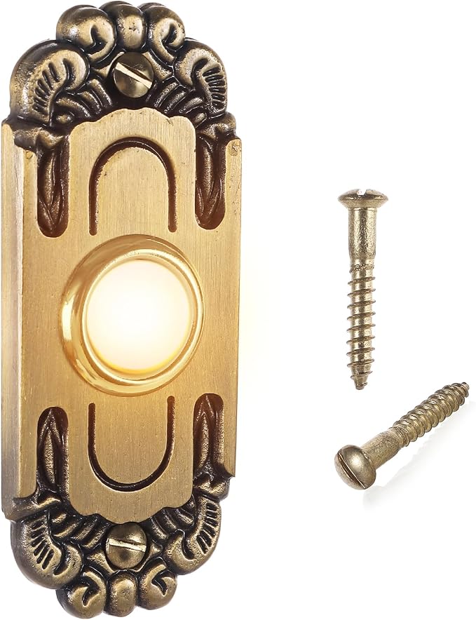 Vintage Heavy Duty Metal Lighted Doorbell Push Button, 3.15inch Bronze ...